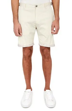 BROOKLYN BRIGADE Flat Front Slim Fit Shorts - Ecru