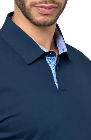 BROOKLYN BRIGADE Slim Fit Solid Short Sleeve Polo - Navy