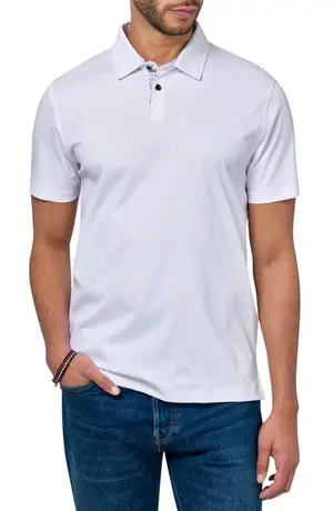 BROOKLYN BRIGADE Slim Fit Solid Short Sleeve Polo - White