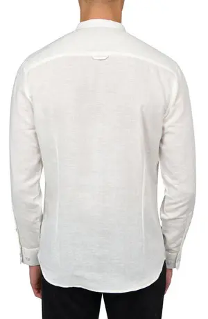 BROOKLYN BRIGADE Slim Fit Solid Linen Cotton Long Sleeve Shirt - White