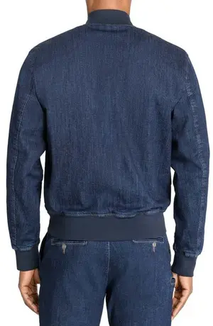 BROOKLYN BRIGADE Slim Fit Brooklyn Bridge Bomber Jacket - Navy