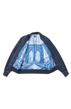 BROOKLYN BRIGADE Slim Fit Brooklyn Bridge Bomber Jacket - Navy