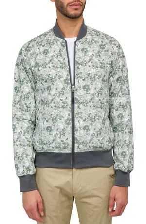 BROOKLYN BRIGADE Slim Fit Floral Reversible Bomber Jacket - Beige