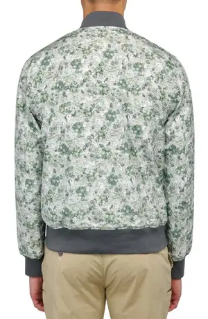 BROOKLYN BRIGADE Slim Fit Floral Reversible Bomber Jacket - Beige