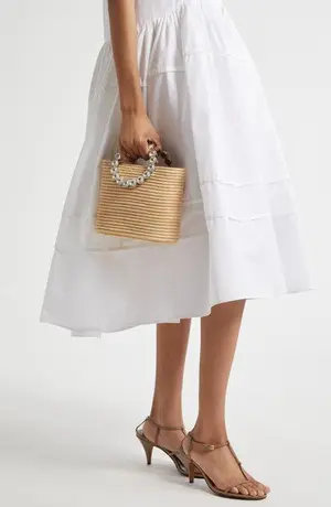 L’ALINGI Small Eternity Crystal Embellished Raffia Tote