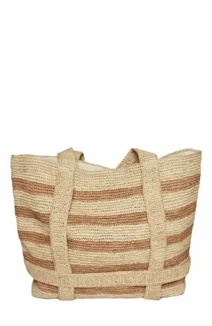 Hat Attack The Original Straw Traveler Bag - Natural/toast Stripe