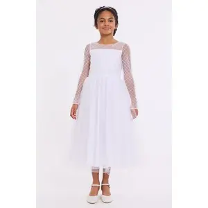 IRIS & IVY Embroidered Cap Sleeve Communion Dress