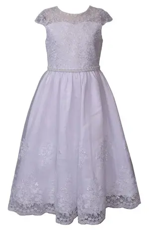 IRIS & IVY Embroidered Cap Sleeve Communion Dress
