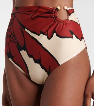 Johanna Ortiz Printed High-rise Bikini Bottom - Neutrals