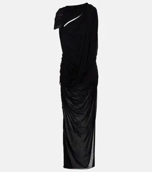 MUGLER Draped Open-back Maxi Dress - Black