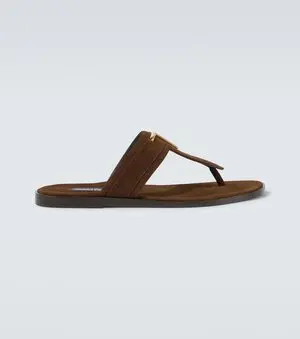 TOM FORD Brighton Tf Suede Thong Sandals - Brown