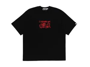 A BATHING APE Text Graphic Tee Shirt - Black