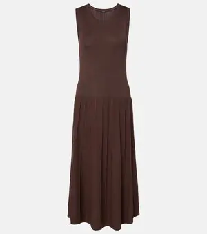JOSEPH Pleated Midi Dress - Brown