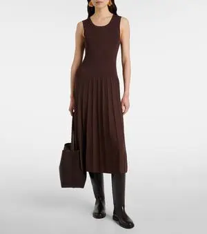 JOSEPH Pleated Midi Dress - Brown