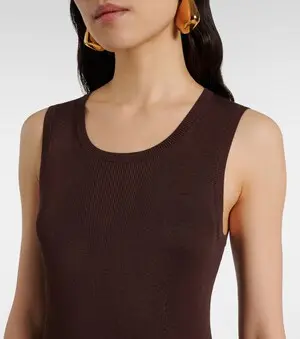 JOSEPH Pleated Midi Dress - Brown