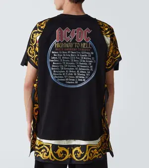 Junya Watanabe Ac/dc Printed Caped Cotton Jersey T-shirt - Multicoloured