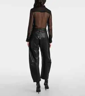 NILI LOTAN Shon Leather Barrel-leg Pants