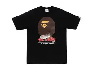 A BATHING APE X Tom And Jerry 85th Ape Head Ii Tee Shirt - Black