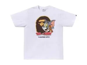 A BATHING APE X Tom And Jerry 85th Ape Head I Tee Shirt - White