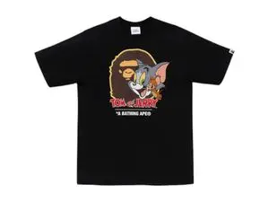 A BATHING APE X Tom And Jerry 85th Ape Head I Tee Shirt - Black