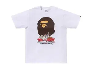 A BATHING APE X Tom And Jerry 85th Ape Head Ii Tee Shirt - White