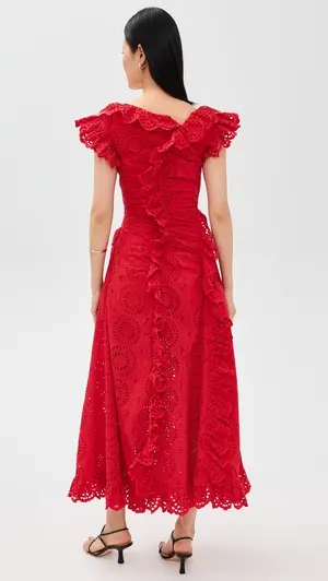 AKNVAS Charli Cotton Eyelet Dress - Poppy