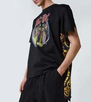 Junya Watanabe Ac/dc Printed Caped Cotton Jersey T-shirt - Multicoloured