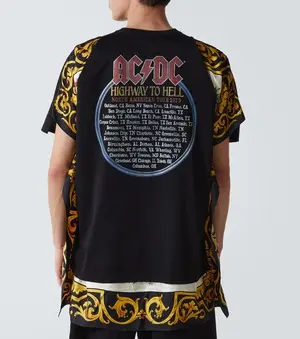 Junya Watanabe Ac/dc Printed Caped Cotton Jersey T-shirt - Multicoloured