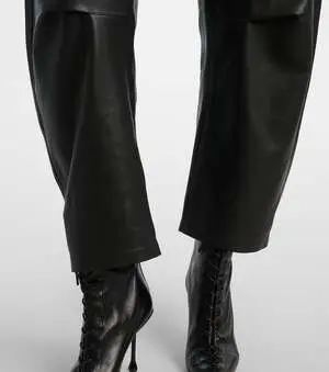 NILI LOTAN Shon Leather Barrel-leg Pants - Black
