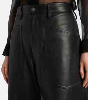NILI LOTAN Shon Leather Barrel-leg Pants - Black