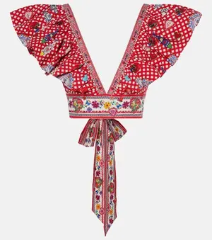 Camilla Printed Ruffled Top - Multicoloured