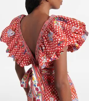 Camilla Printed Ruffled Top - Multicoloured