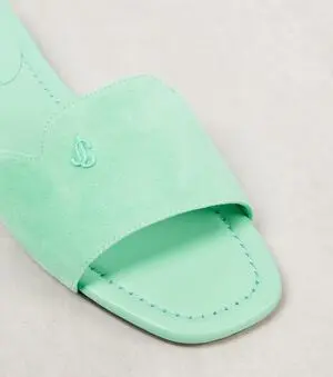 JIMMY CHOO Dina Logo Suede Slides - Green