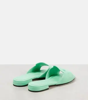 JIMMY CHOO Dina Logo Suede Slides - Green