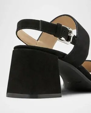 La Canadienne Flemming Suede Slingback Sandals - Black