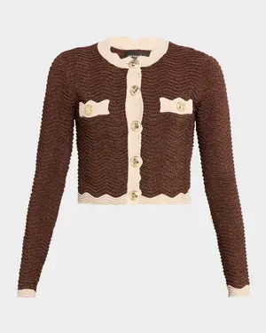 Retrofete Retrofete Dallys Sparkly Knit Jacket - Mtlc Chestnutbone