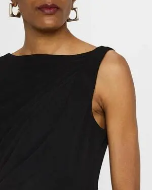 Badgley Mischka Sleeveless Draped Midi Dress - Black