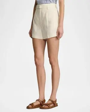 Ralph Lauren Denise Belted Linen Shorts - Prchmnt Cr
