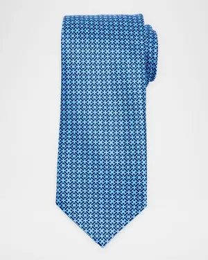 Stefano Ricci Geometric Silk Tie Dark Blue