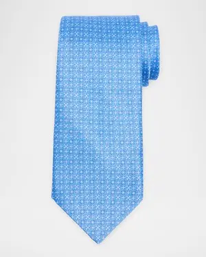 Stefano Ricci Geometric Silk Tie Light Blue