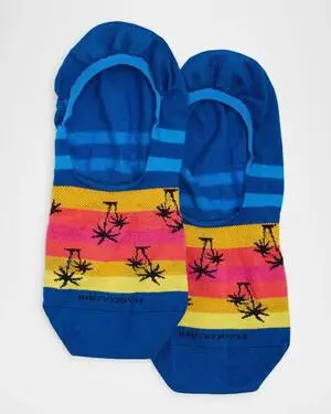 Marcoliani Waikiki Palm Stripe 2-pack No-show Socks - White Pattern