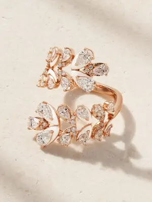 KAMYEN Flora 18-karat Rose Diamond And Enamel Ring - Gold