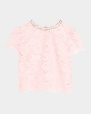 SELF-PORTRAIT Self-Portrait Embellished Lace Blouse - Pink