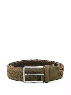 Canali Braided Suede Belt - Green