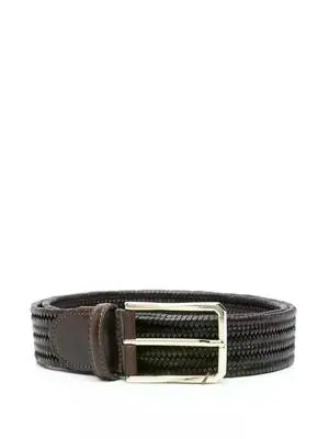 Canali Braided-leather Belt - Brown