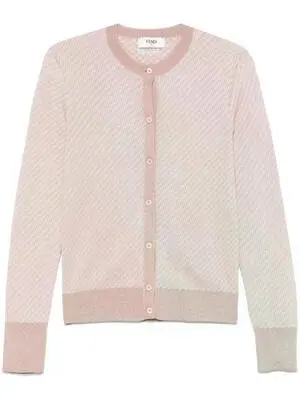Fendi Ff-jacquard Cardigan - Pink