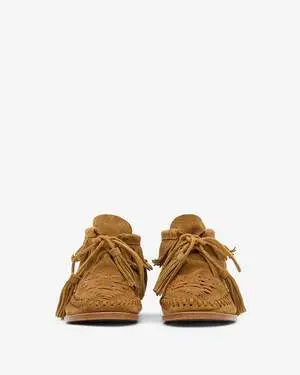 Isabel Marant Étoile Felsa Suede Loafers With Fringing And Graphic Details - Cognac