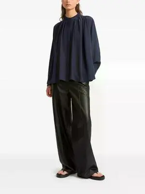 YVES SALOMON Leather Palazzo Trousers