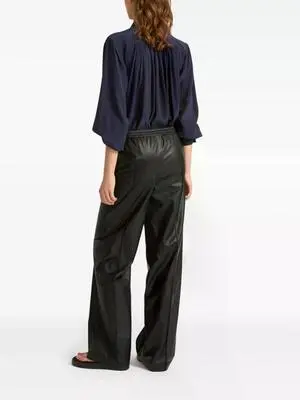 YVES SALOMON Leather Palazzo Trousers