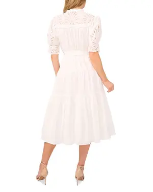 CECE DUPRAZ Eyelet Trim Midi Dress